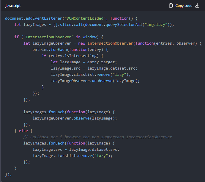 Using the lazy loading to improve UX and performance